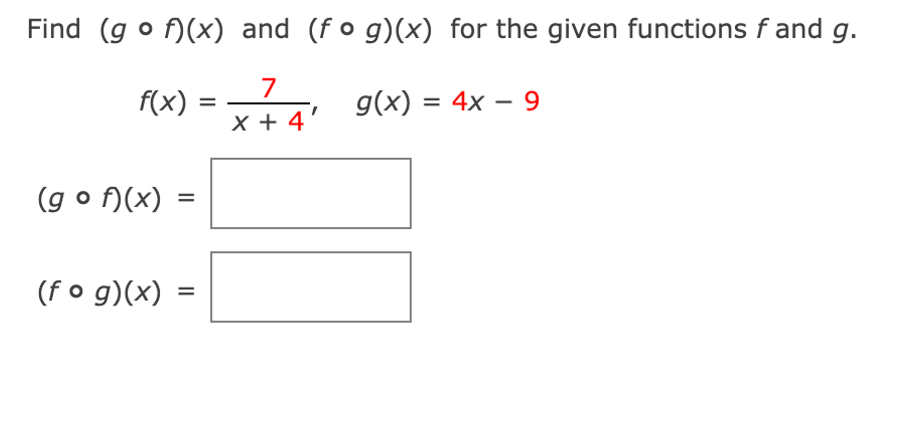 Solved Find (g@f)(x) ﻿and (f@g)(x) ﻿for the given functions | Chegg.com