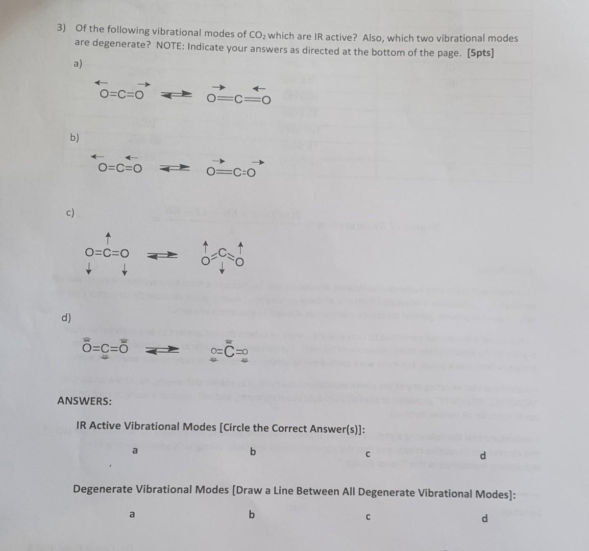 Solved 3) Of the following vibrational modes of CO2 which | Chegg.com