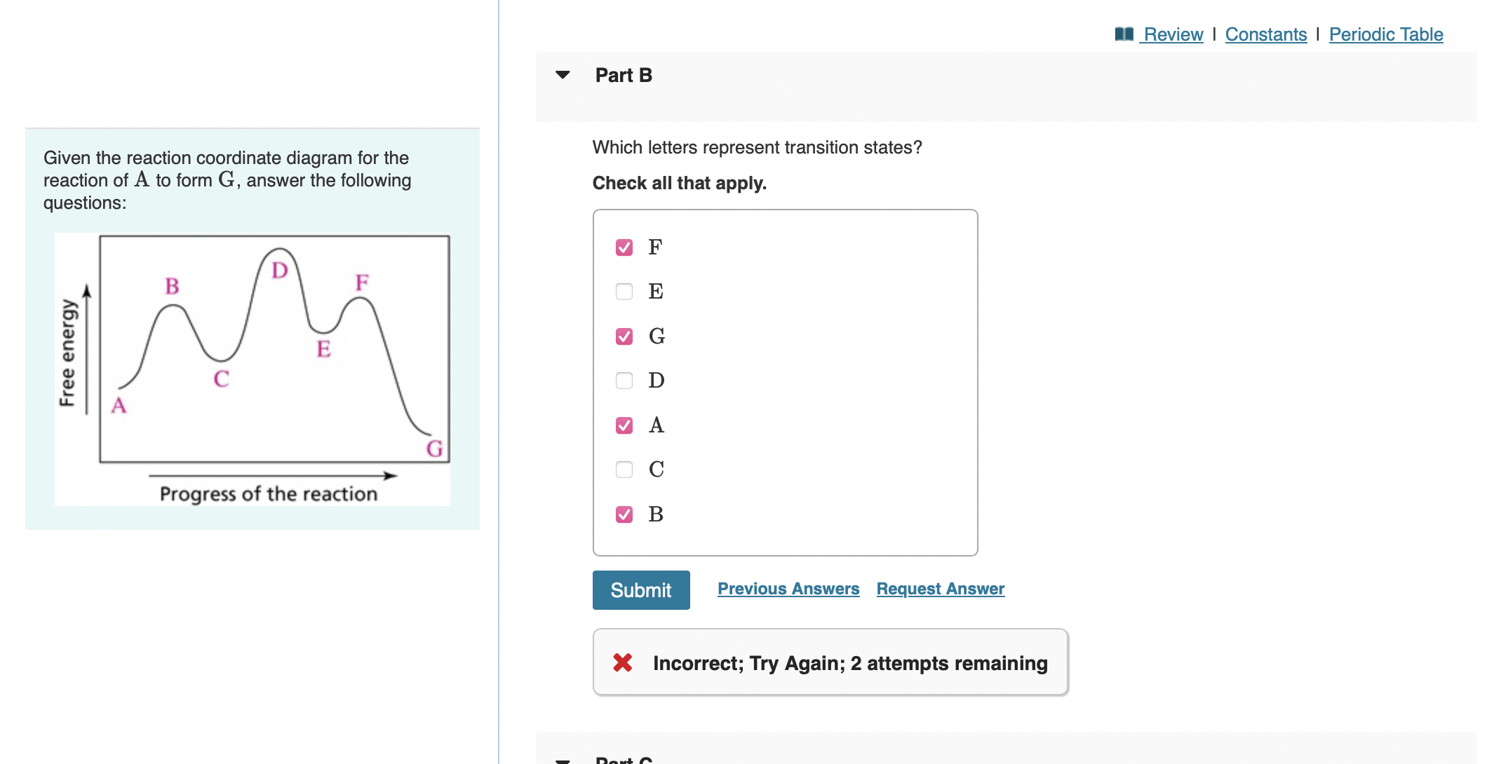 Solved Part BGiven the reaction coordinate diagram for | Chegg.com