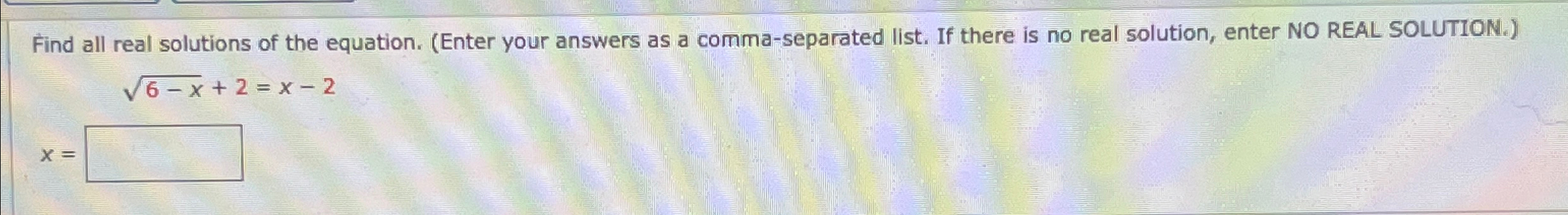 Solved Find all real solutions of the equation. (Enter your | Chegg.com