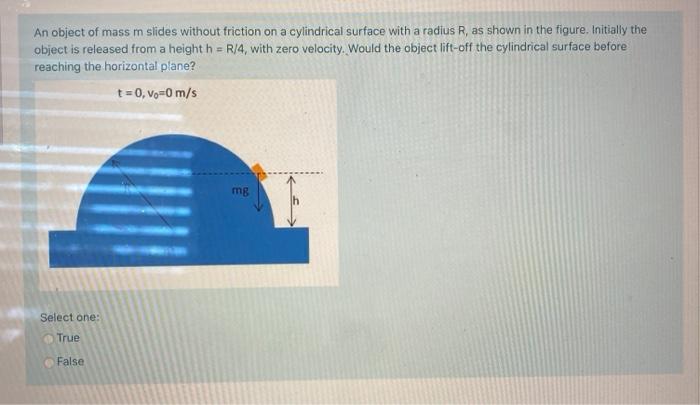 Solved An object of mass m slides without friction on a | Chegg.com