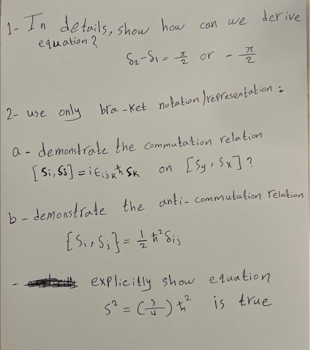 Solved 1- In details, show how can we derive equation? | Chegg.com