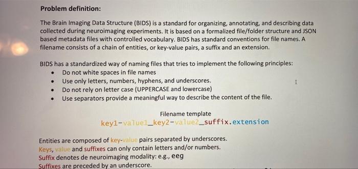 Solved Problem definition: The Brain Imaging Data Structure | Chegg.com