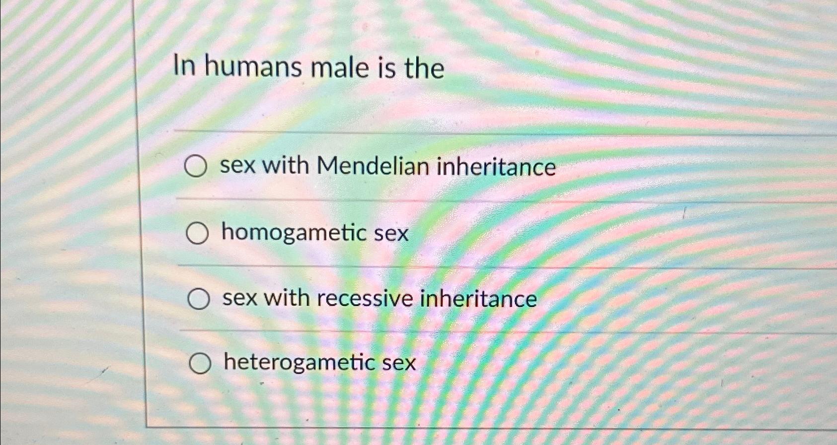 Solved In humans male is thesex with Mendelian | Chegg.com