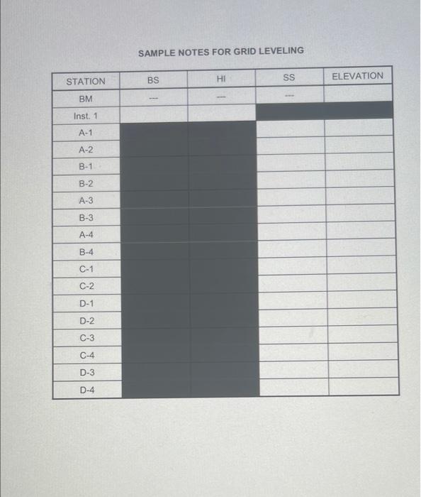 Solved SUR 2101C Surveying Grid Leveling Field Exercise | Chegg.com