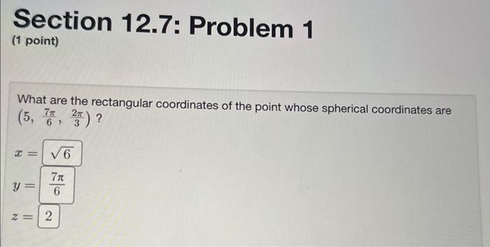 Solved Section 12.7: Problem 1 (1 point) What are the | Chegg.com
