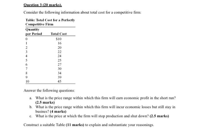 Solved Question 3 (20 marks). Consider the following | Chegg.com