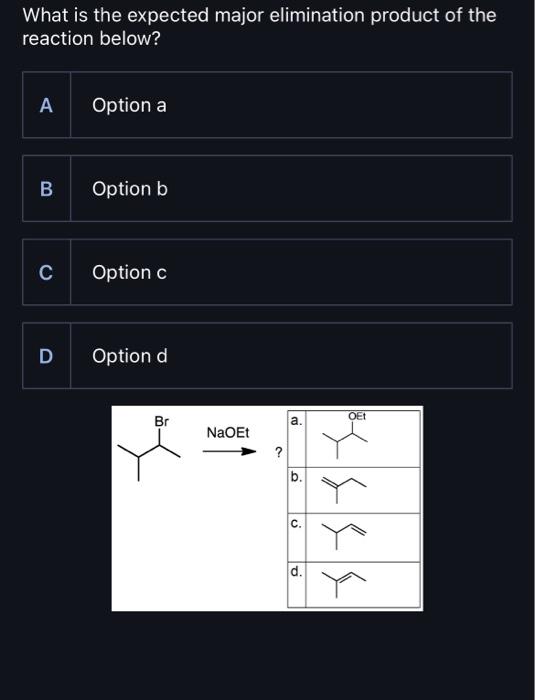 Solved What is the expected major elimination product of the | Chegg.com