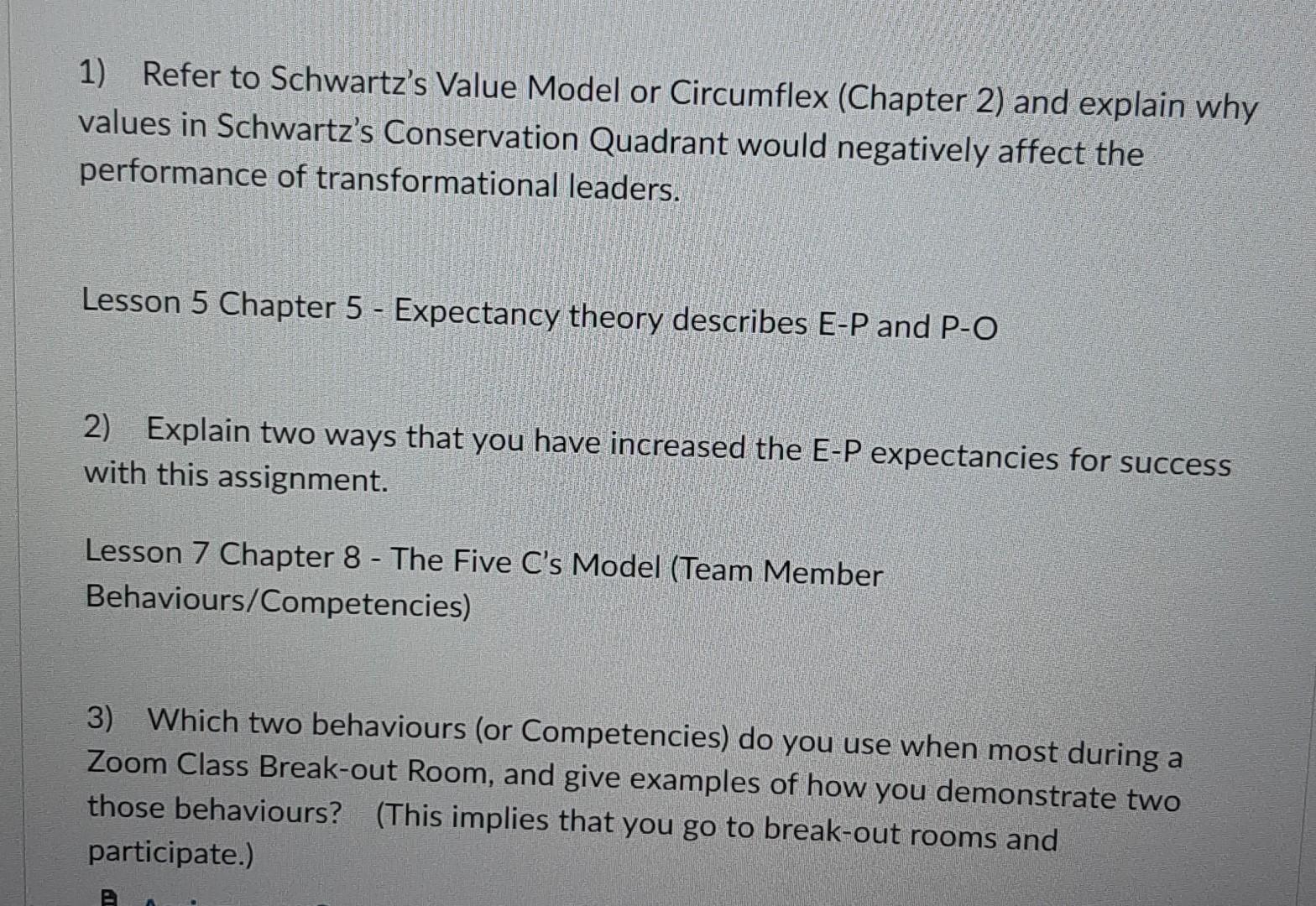 1) Refer to Schwartz's Value Model or Circumflex | Chegg.com