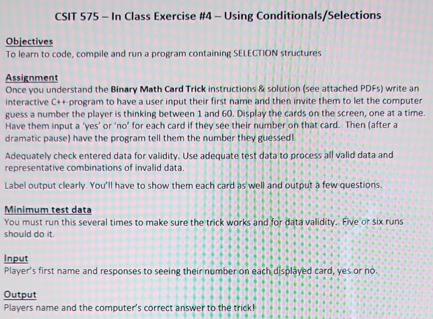 Solved CSIT 575 - In Class Exercise \#4 - Using | Chegg.com