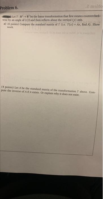 Solved W Let T:R2→R2 be the linear transformation that first | Chegg.com