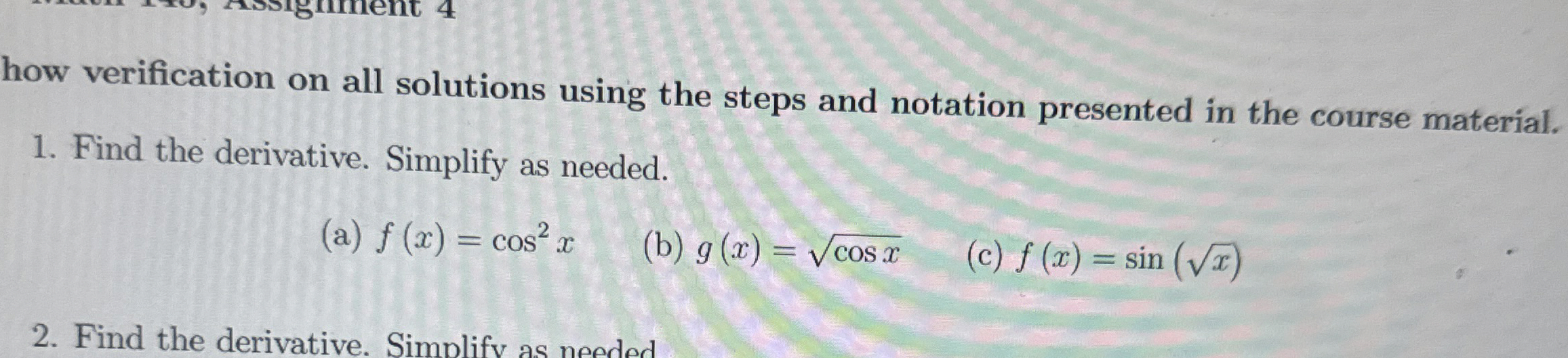 Solved how verification on all solutions using the steps and | Chegg.com