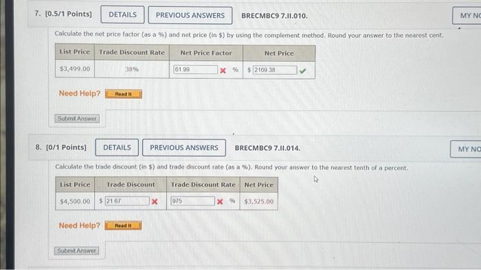 Solved Calculate the trade discount (in \$) and trade | Chegg.com