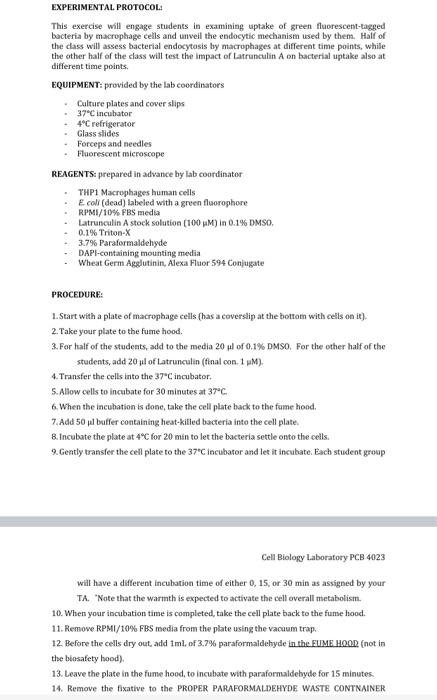 Solved Cell Biology lab report.I need help with the | Chegg.com