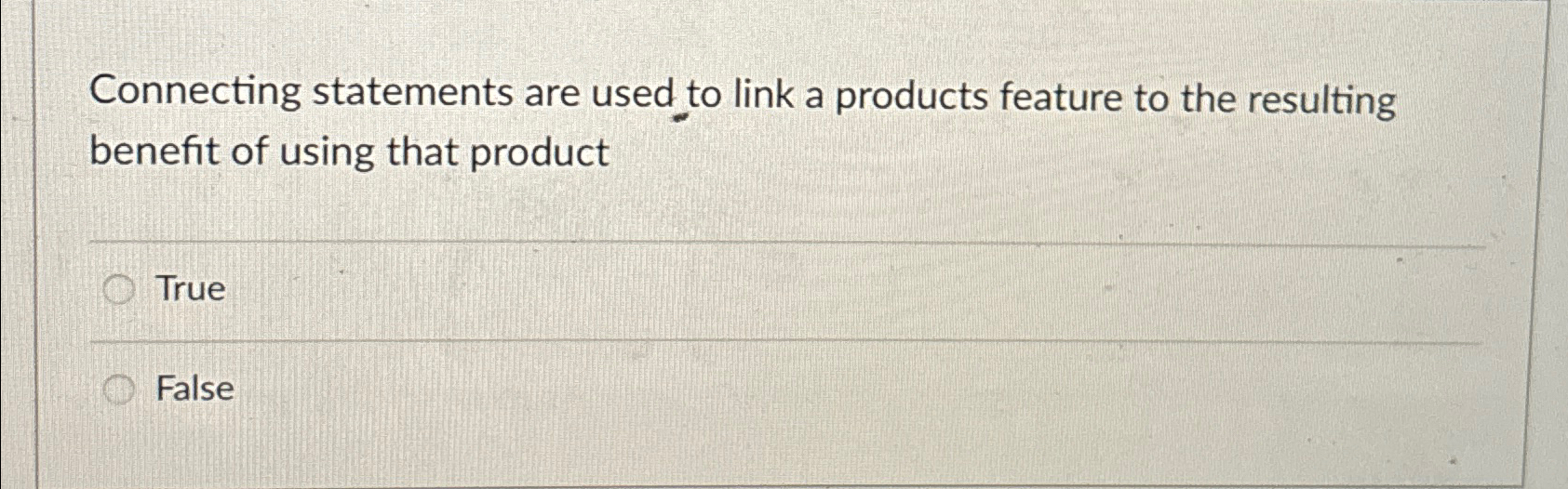 Solved Connecting statements are used to link a products | Chegg.com