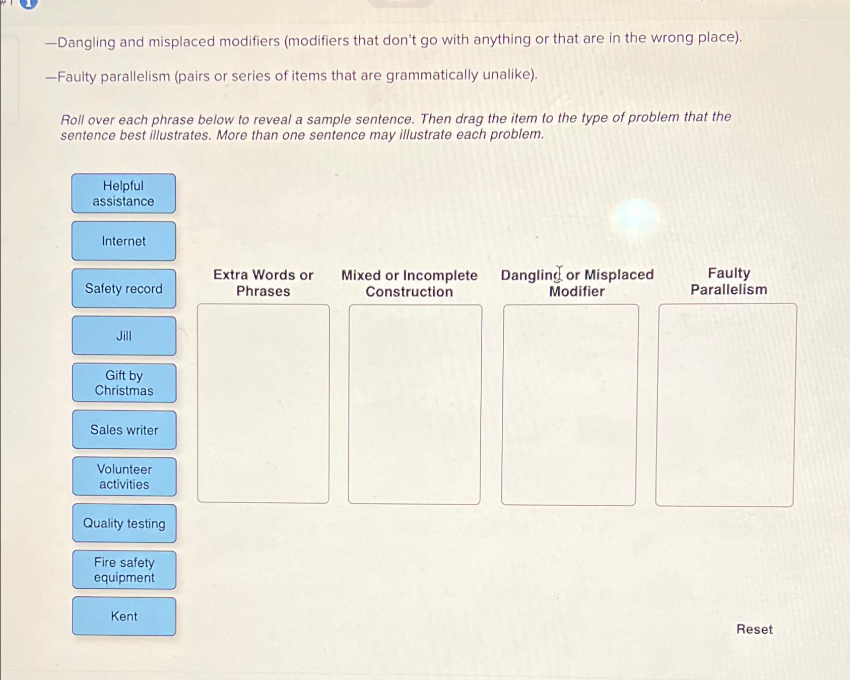 Solved -Dangling and misplaced modifiers (modifiers that | Chegg.com