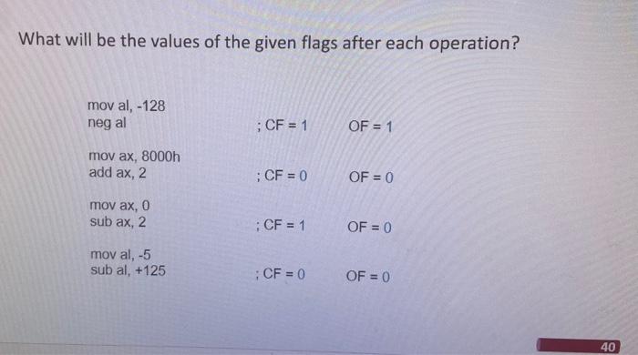 Solved What will be the values of the given flags after each | Chegg.com