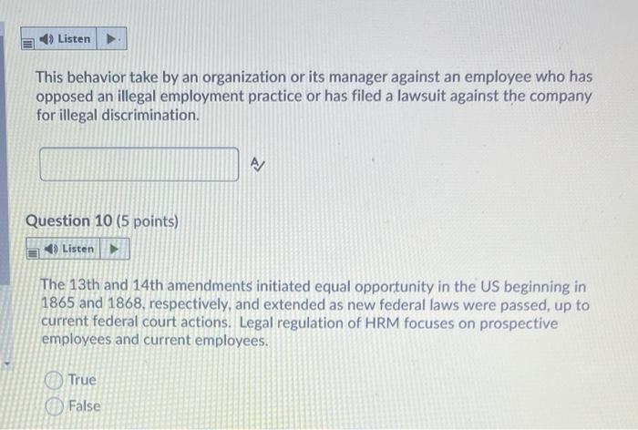 Solved The legal and regulatory environment of HRM in the US | Chegg.com