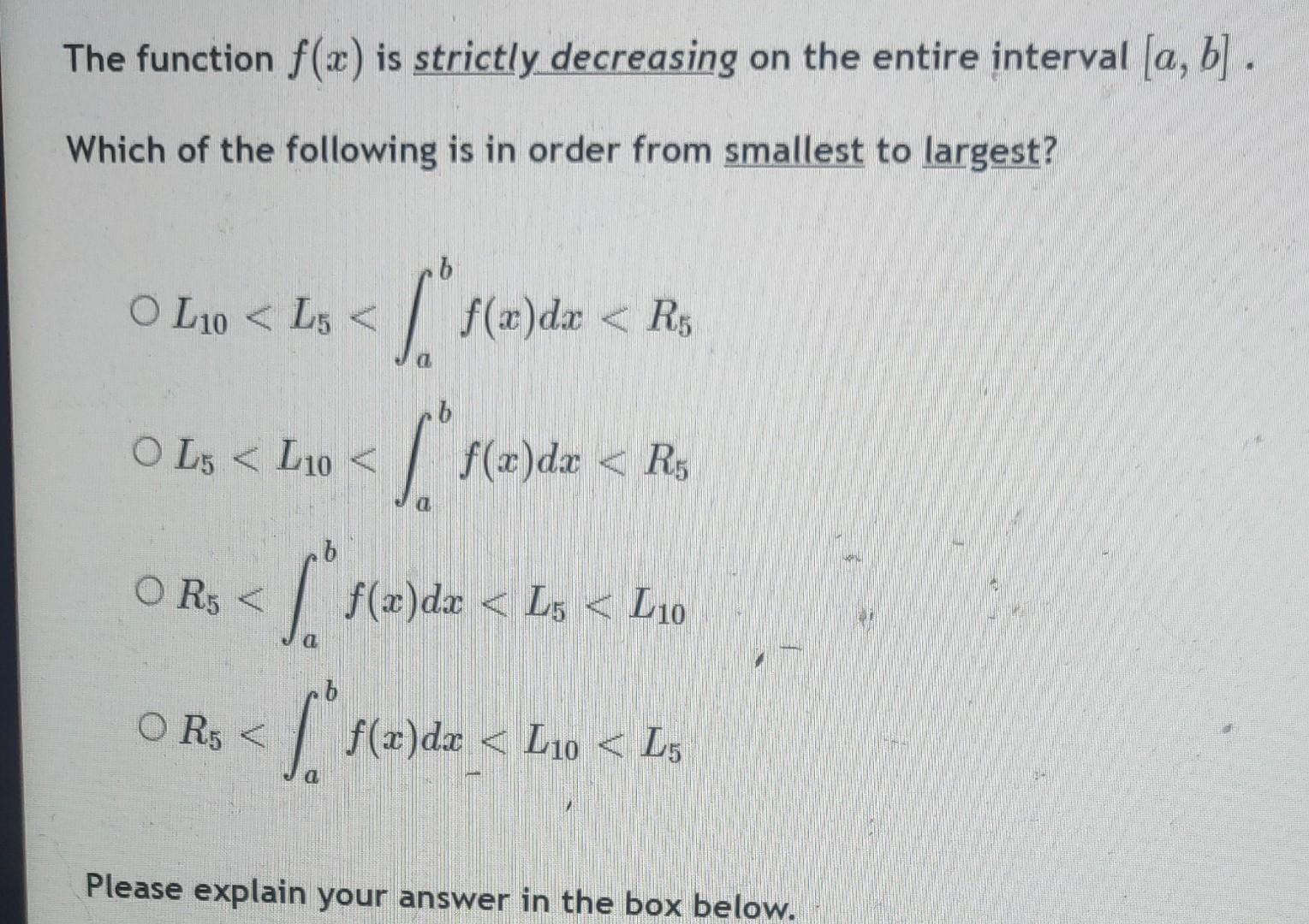Solved The function f(x) is strictly decreasing on the | Chegg.com