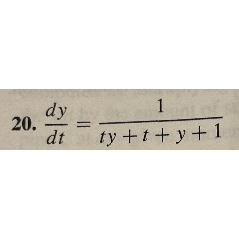 Solved dydt=1ty+t+y+1 | Chegg.com