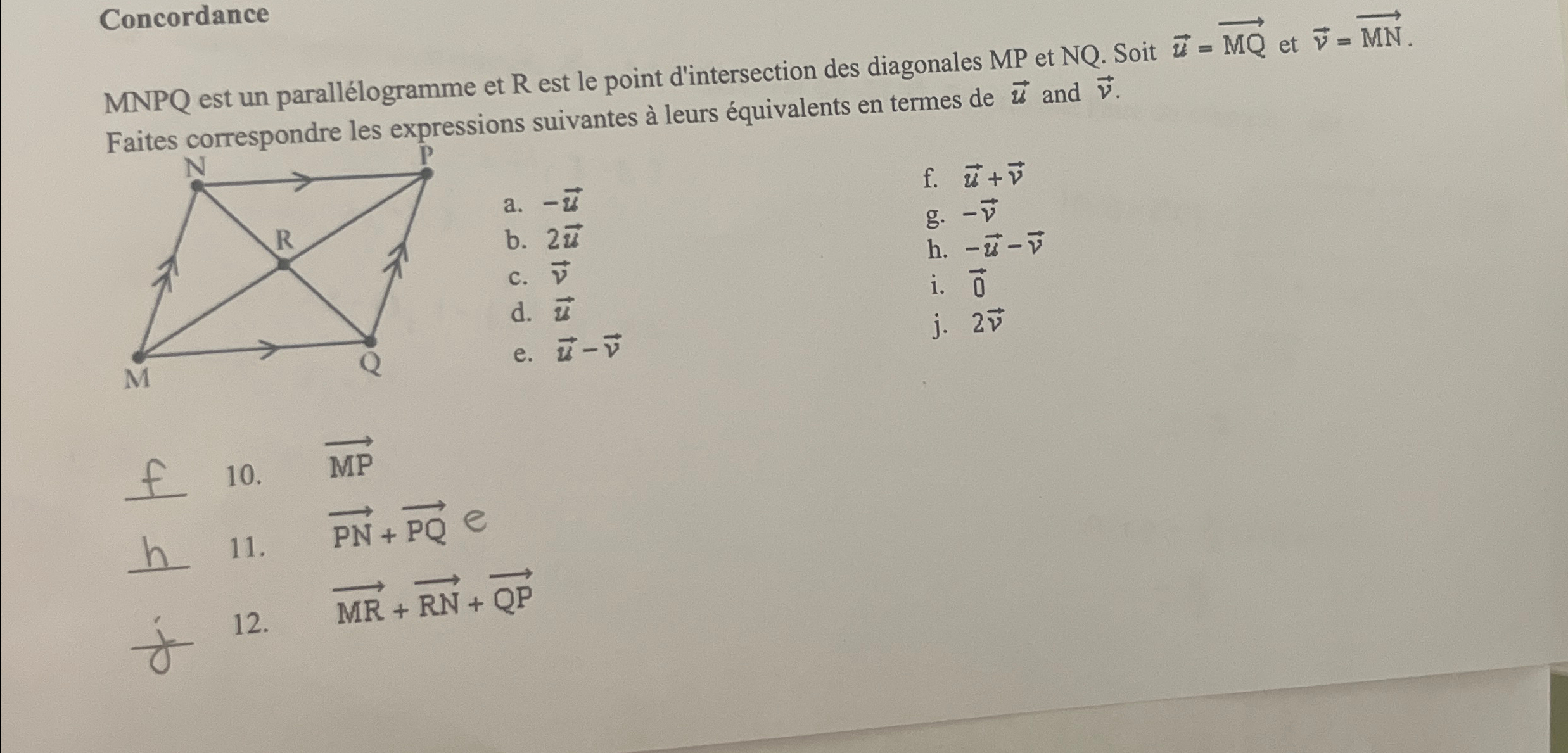 Solved MNPQ is a parallélogramme and R is the intersecting | Chegg.com