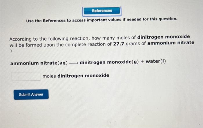 Solved According to the following reaction, how many moles | Chegg.com