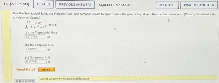 Solved 11. [2/3 Points] DETAILS 6 dt 1+2+4² (a) the | Chegg.com