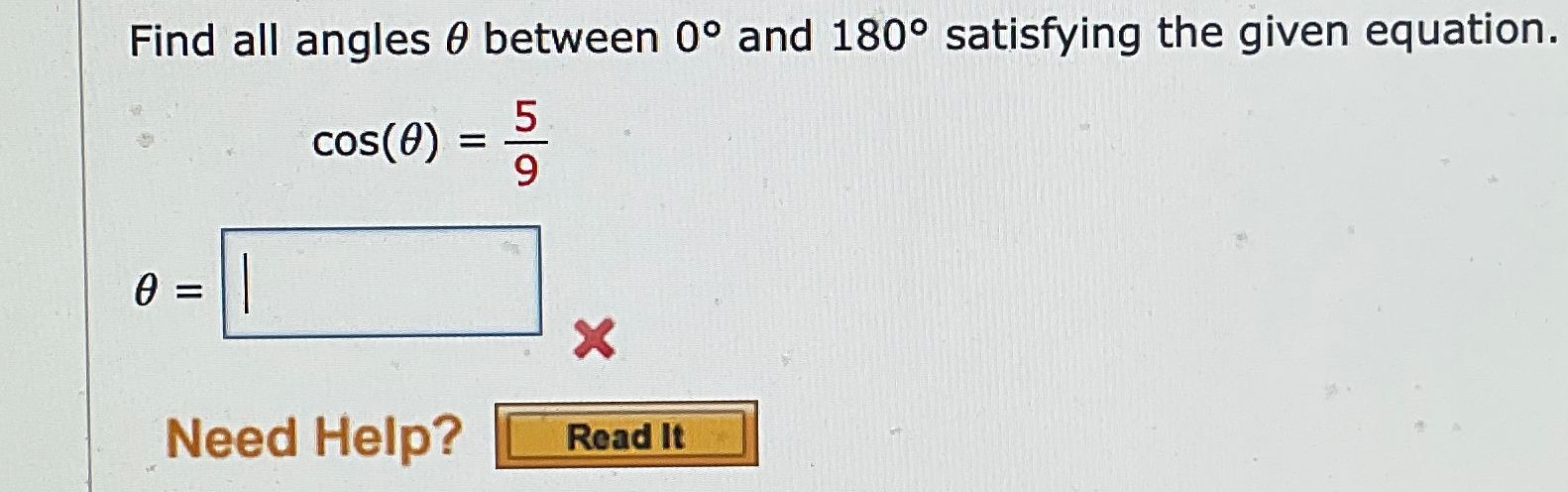 Solved Find all angles θ ﻿between 0° ﻿and 180° ﻿satisfying | Chegg.com