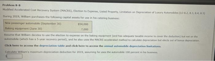 Solved Problem 8-8 Modified Accelerated Cost Recovery System | Chegg.com