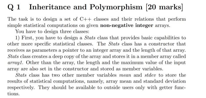 Solved Q 1 Inheritance And Polymorphism 20 Marks The Task 6736