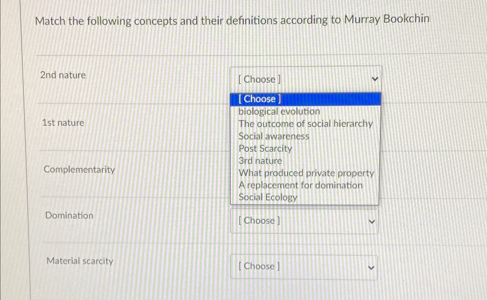 Solved Match the following concepts and their definitions | Chegg.com