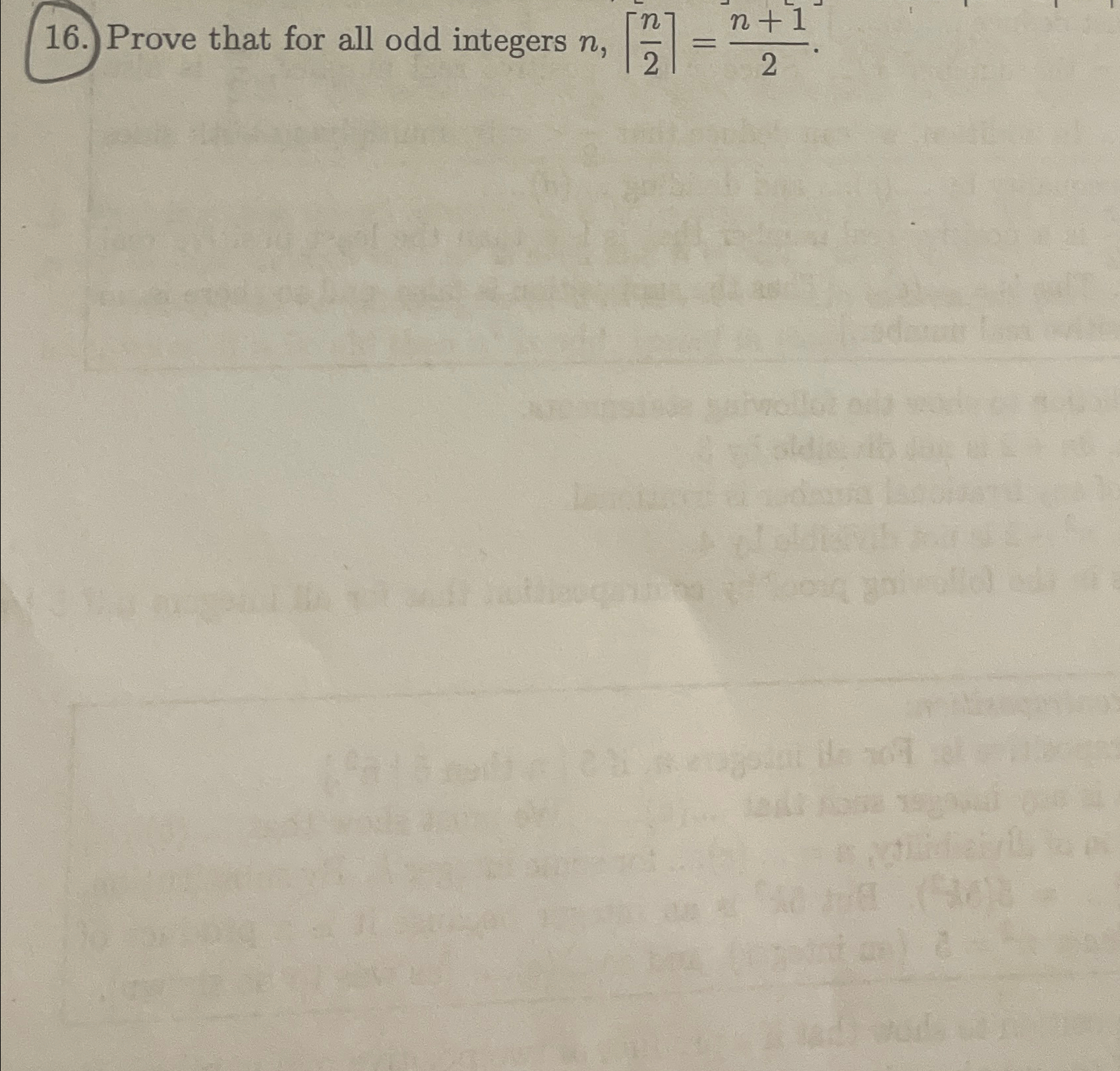 Solved Prove that for all odd integers n,|~n2~|=n+12. | Chegg.com