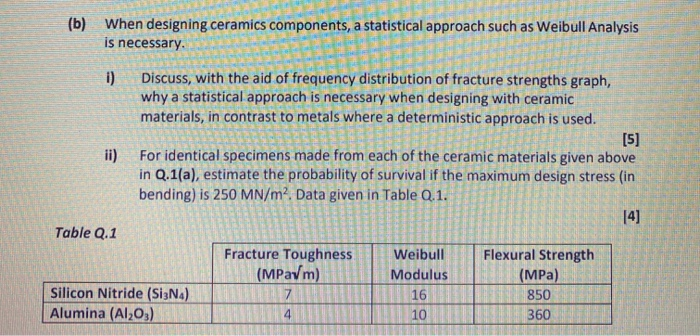 (b) When designing ceramics components, a statistical | Chegg.com