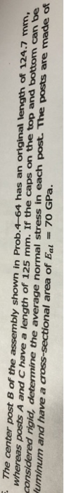 The center post B of the assembly shown in Prob.464 | Chegg.com