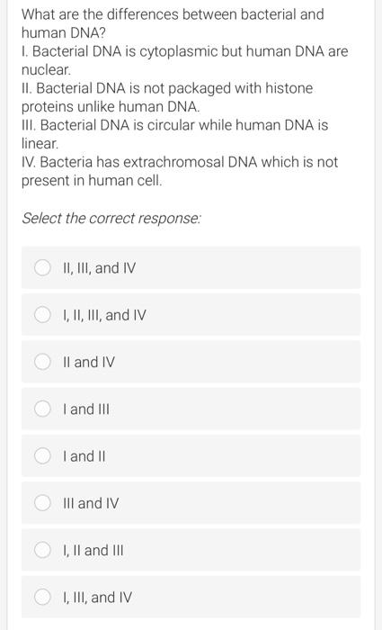 Solved What are the differences between bacterial and human | Chegg.com