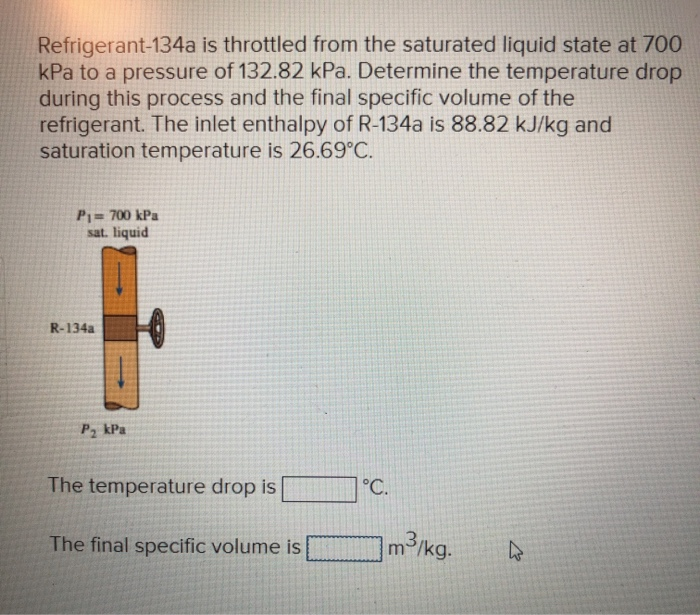 Solved Refrigerant-134a is throttled from the saturated | Chegg.com