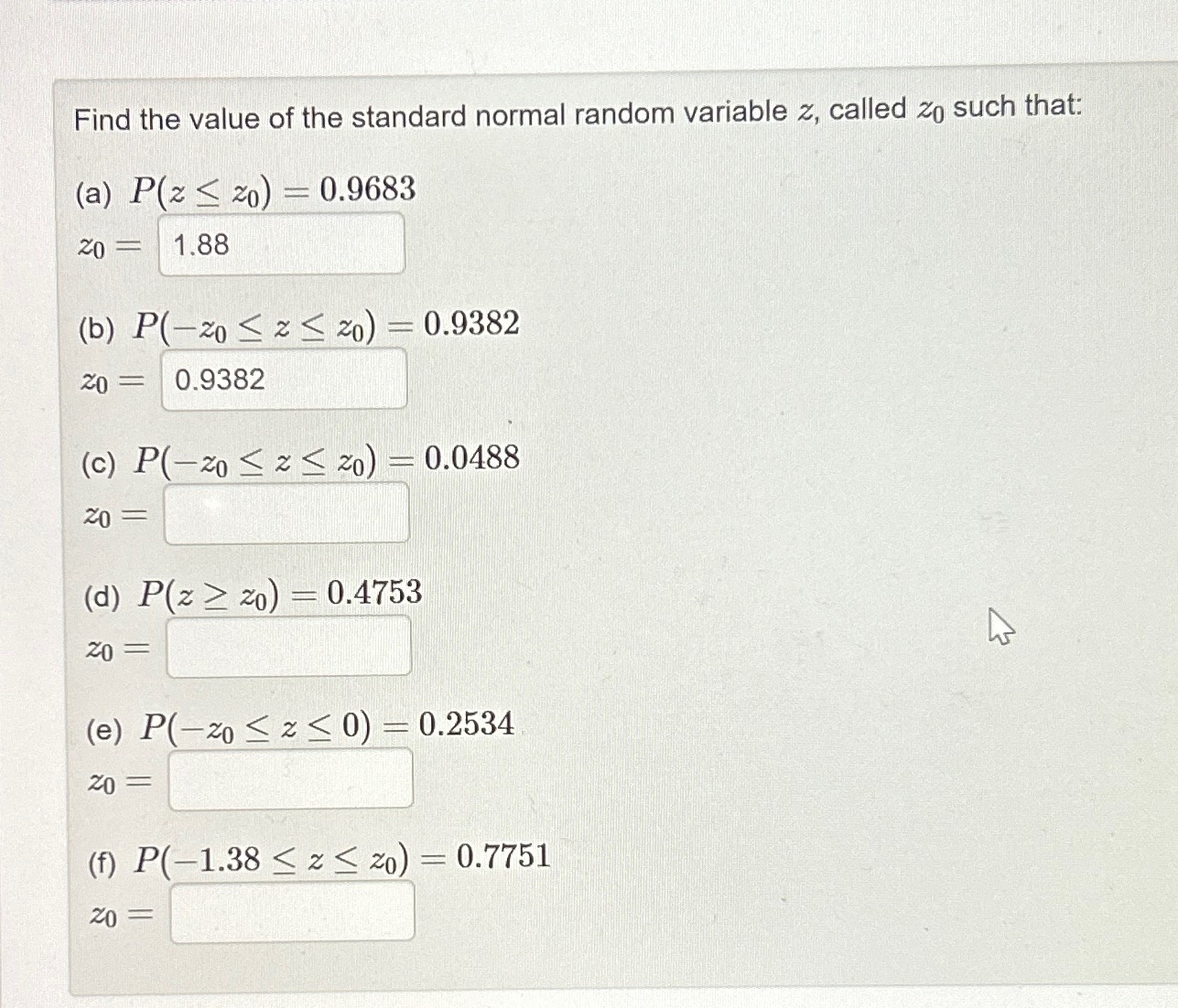 Solved Find the value of the standard normal random variable | Chegg.com