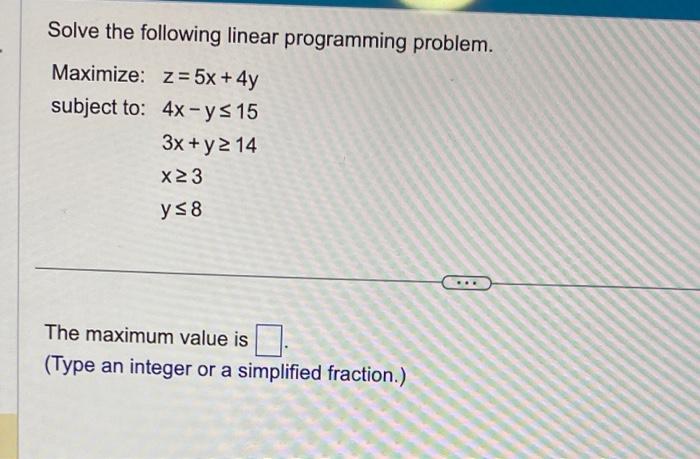 Solved Solve the following linear programming problem. | Chegg.com
