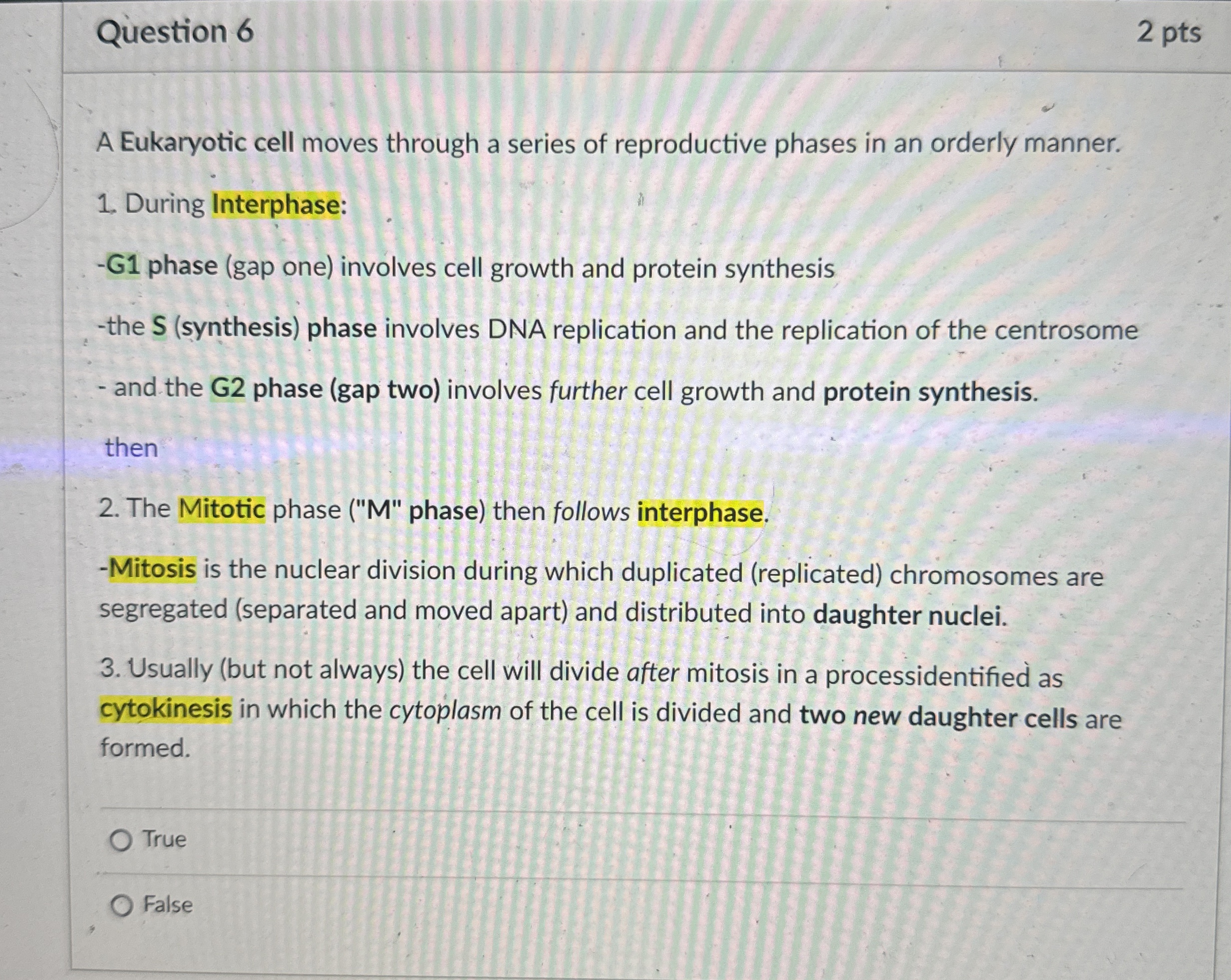Solved Question 62 ﻿ptsA Eukaryotic cell moves through a | Chegg.com