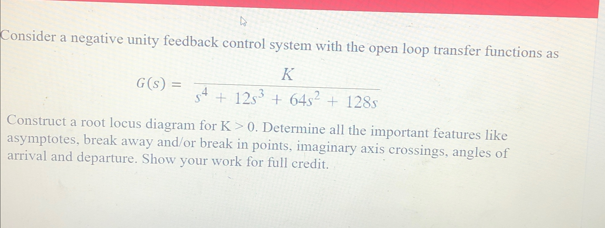 Solved Consider a negative unity feedback control system | Chegg.com