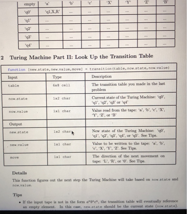 Solved 3 Turing Machine Part III: Run the Turing Machine | Chegg.com