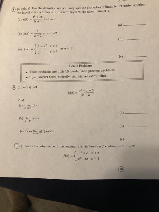 Solved (5(3 points) Use the definition of continuity and the | Chegg.com