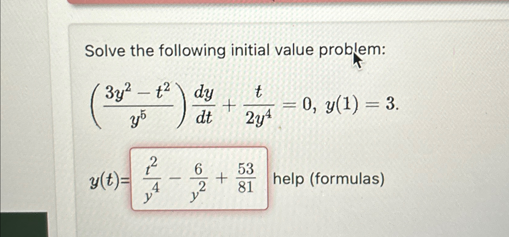 Solved Solve the following initial value | Chegg.com