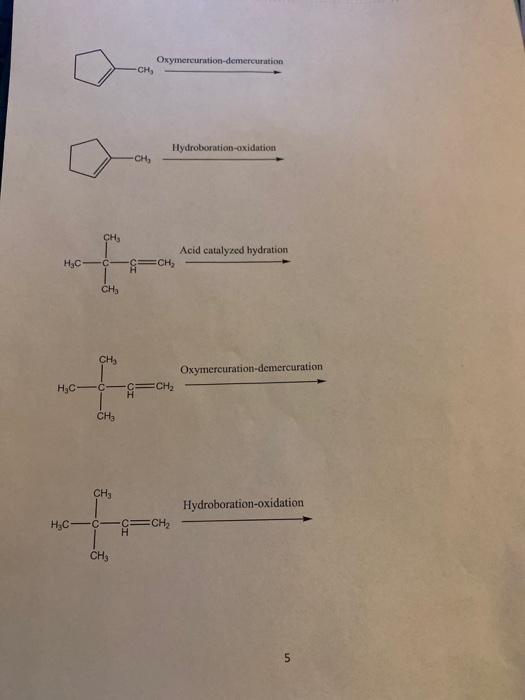 Solved Oxymercuration Demercuration Ch