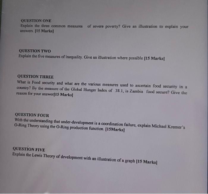 Solved QUESTION ONE Explain the three common measures of | Chegg.com