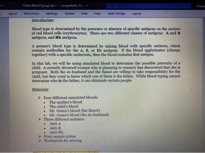 Solved Online Blood Typing Lab-1 - Compatibility M... Search | Chegg.com