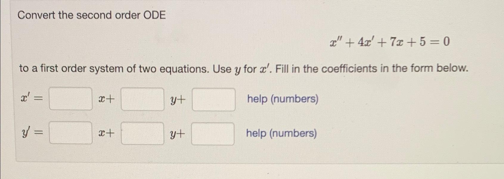 Solved Convert the second order | Chegg.com