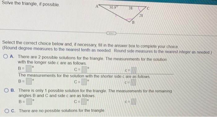 Solved Solve the triangle shown to the right. A≈0 (Simplify | Chegg.com