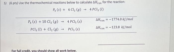 Solved \begin{tabular}{cc} P4(s)+6Cl2(g)→4PCl3(l) & \\ | Chegg.com