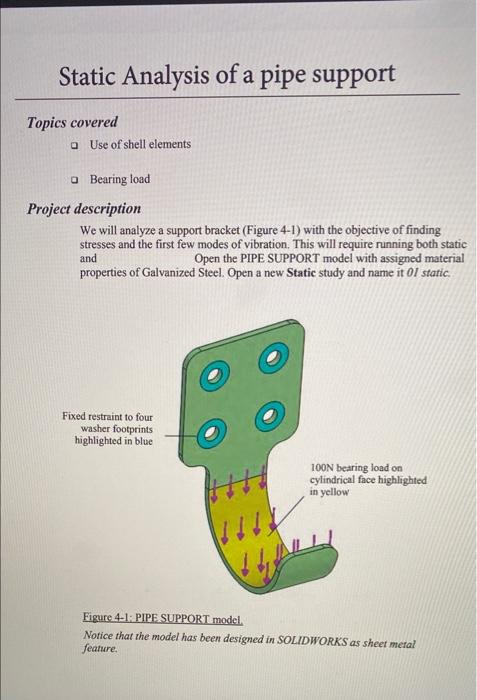 Solved Static Analysis of a pipe support Topics covered . | Chegg.com